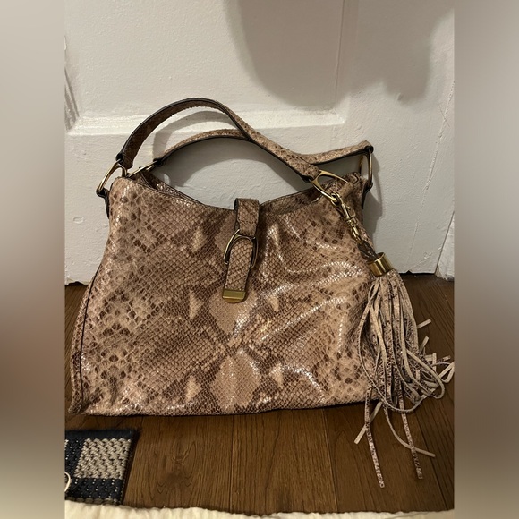 G.I.L.I. | Bags | Glll Hobo Leather Embossed Animal Skin Wduster Bag ...